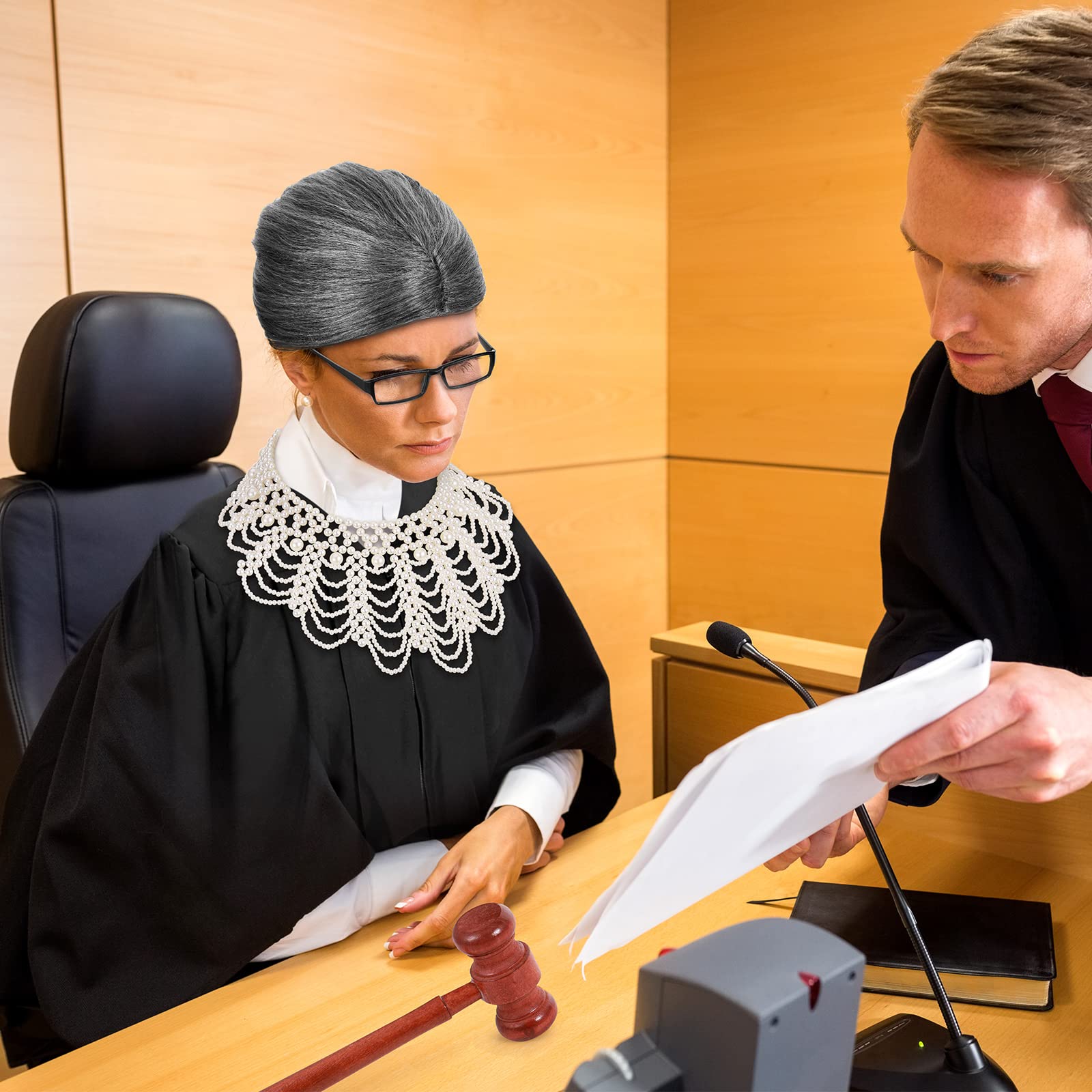 5 Pcs Halloween Judge Costume Accessory Judge Robe Pearls False Collar ...