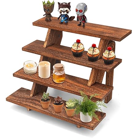 Amazon.com: Jotsport 4 Tier Wood Display Stand Riser Earring & Ring ...