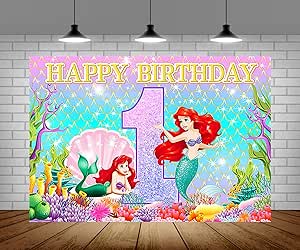 The Little Mermaid Backdrop for 1st Birthday Party Supplies 5x3ft Ariel ...