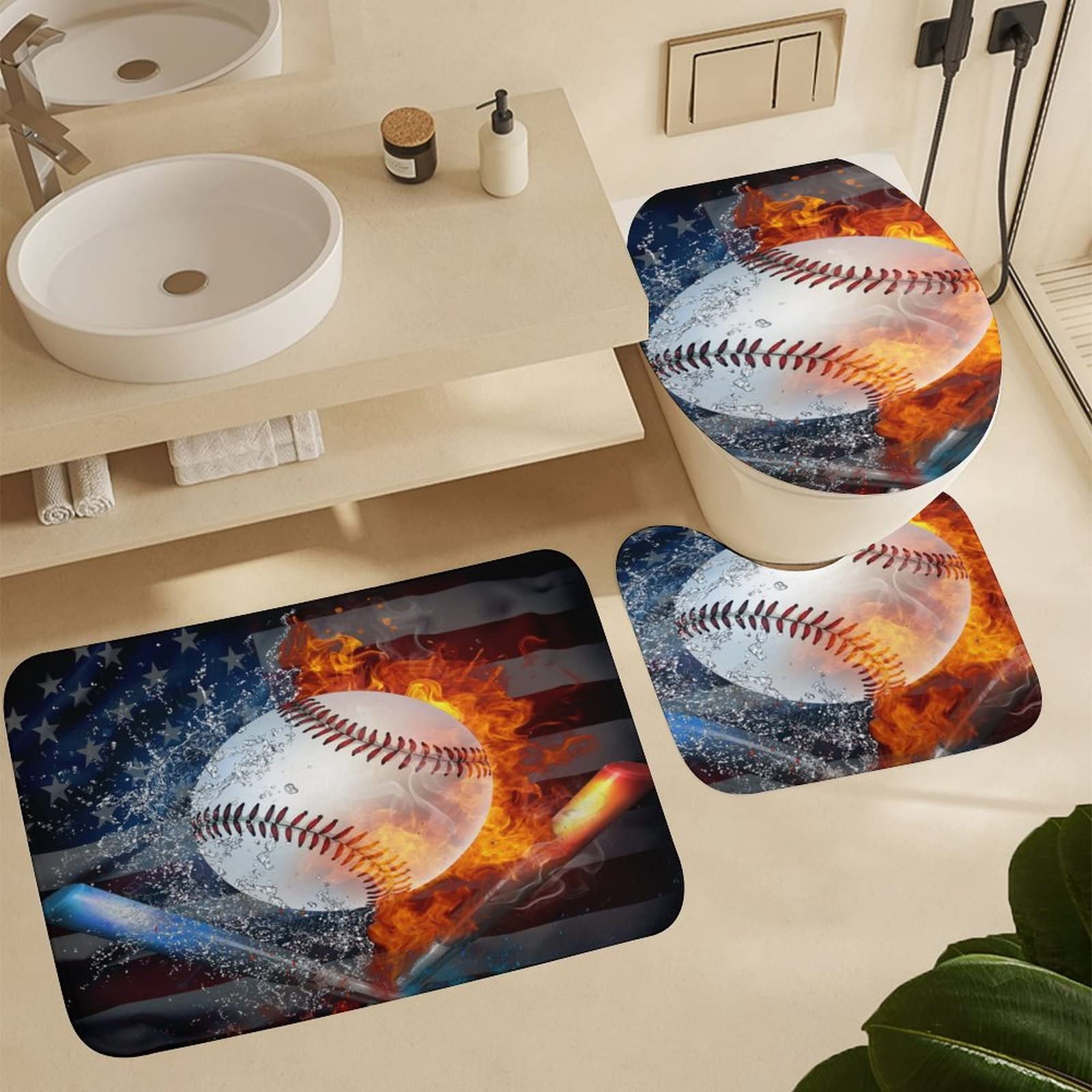 Baseball Themed Bathroom Set