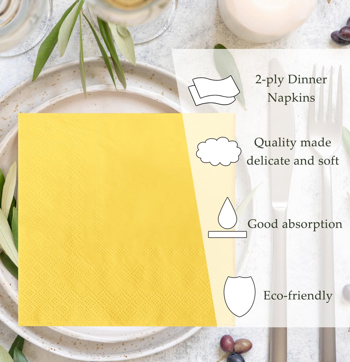 Beverage Napkins Affrolling 50 Pcs Yellow Cartoon Party Napkins 6. 5" X ...