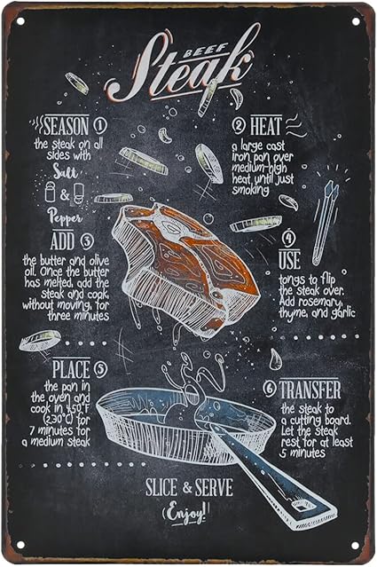 Amazon.com: TREEPERI Food Vintage Tin Sign - Beef Steak Retro Metel ...