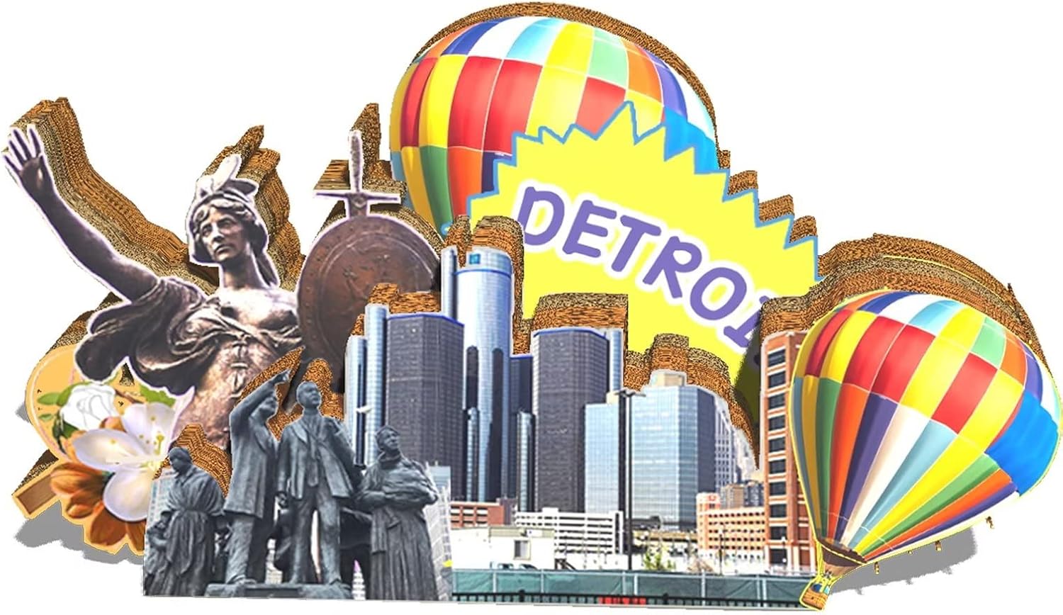 Amazon.com: USA Detroit Magnet Fridge Magnet Wooden 3D Landmarks Travel ...