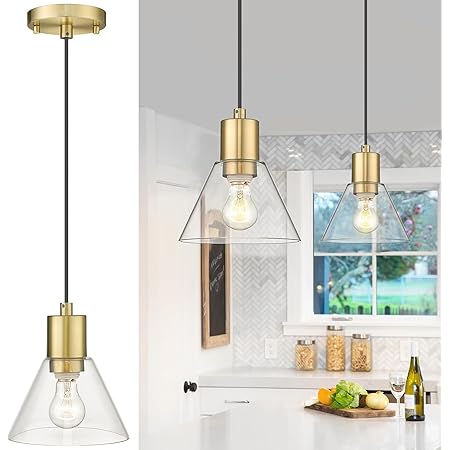 TENGIANTS Modern Gold Pendant Lighting for Kitchen Island Brass Cone ...