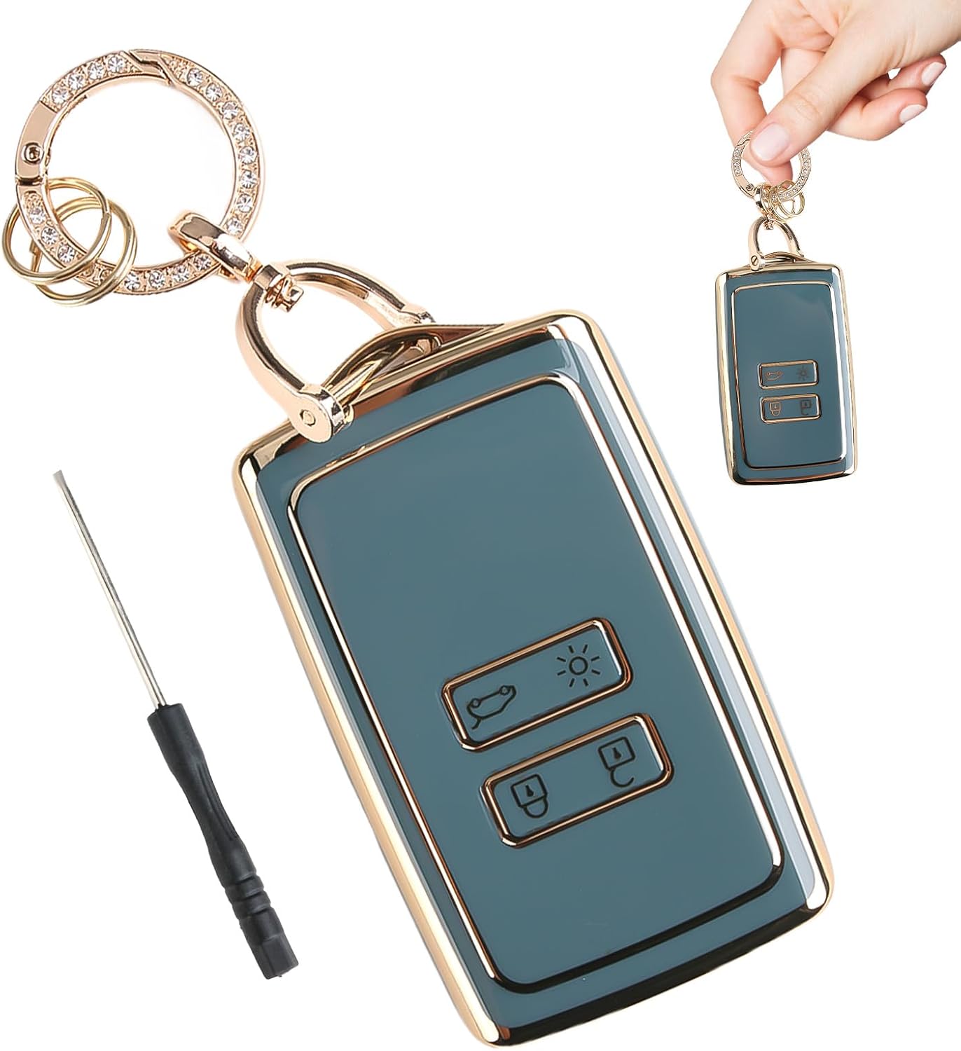 Car Key Cover for Renault, TPU Car Fob Shell with Keychain Compatible ...