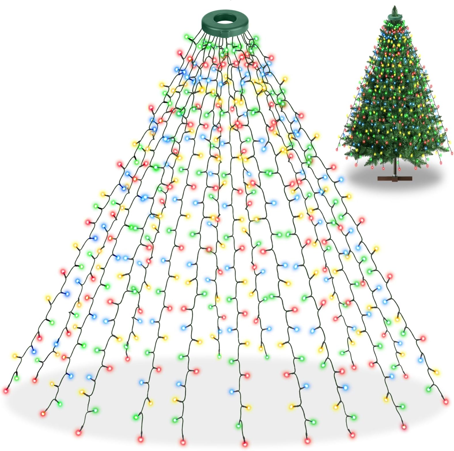 416 LED Christmas Tree Lights, 6.9FT×16 Strands of String Lights Indoor ...