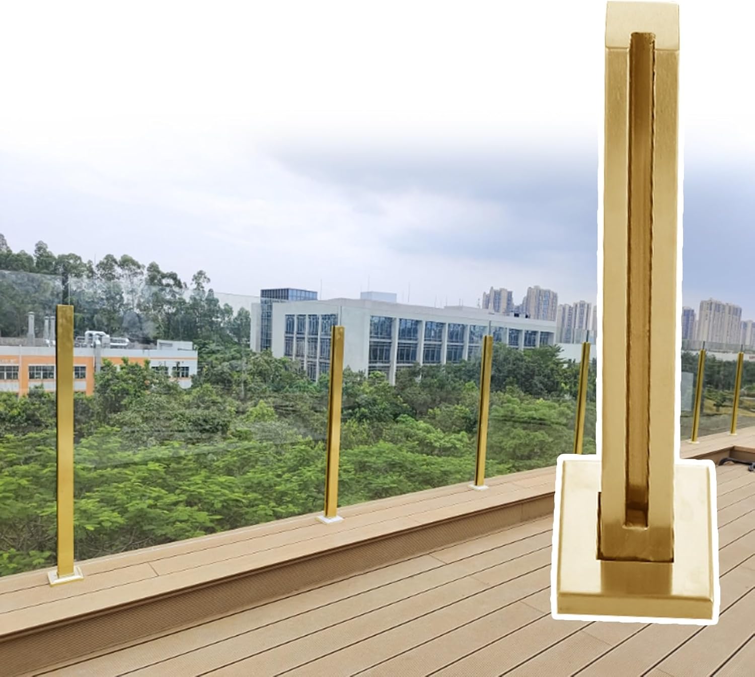 Amazon.com: Glass Railing Post Outdoor Glass Balustrade Posts Deck ...