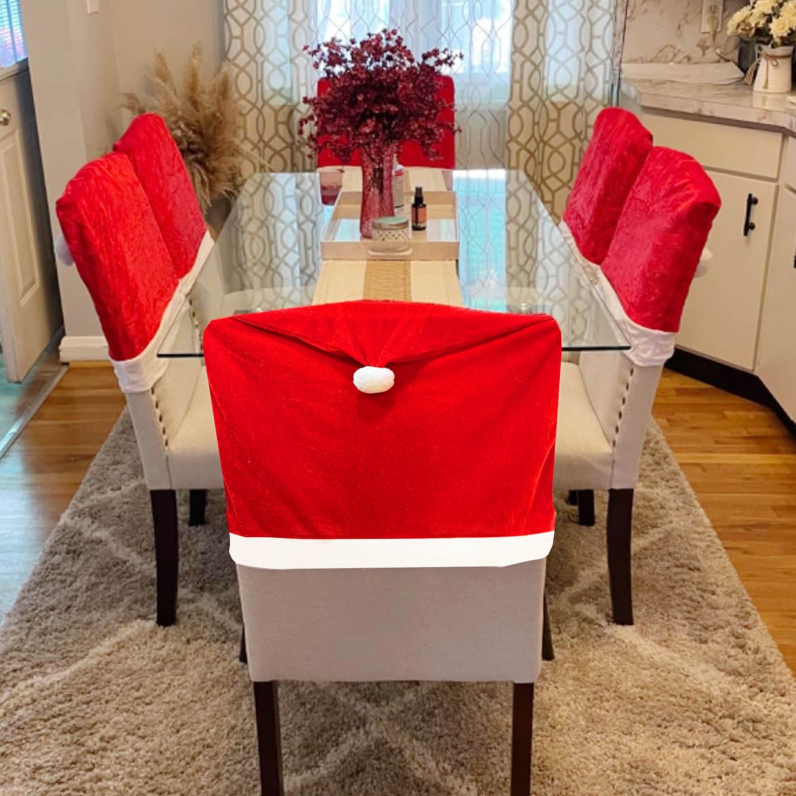 Amazon.com: SATXTREM Christmas Chair Covers Set of 6,Red and White ...