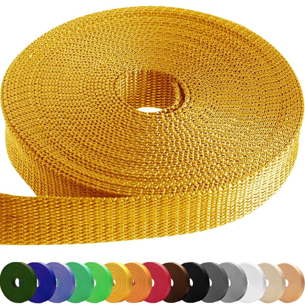 Snapklik.com : 1.5 Inch Webbing Gold 25 Yards 1.5” Webbing For Climbing ...