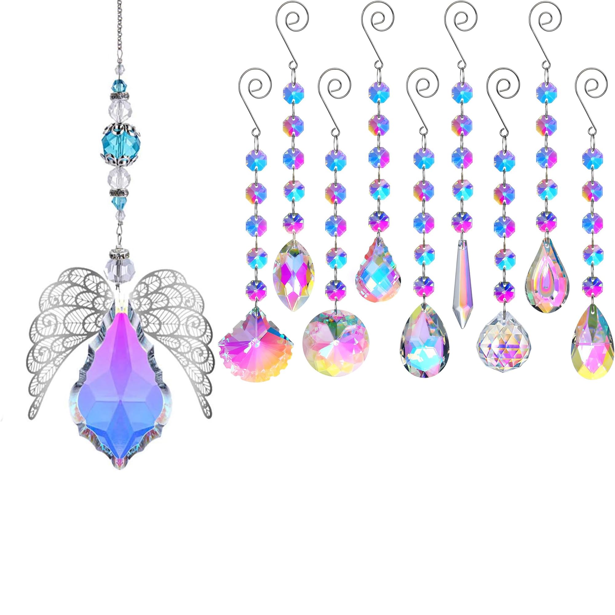 Amazon.com: 9 Pack Iridescent Sun Catchers with Crystals & 63mm Maple ...