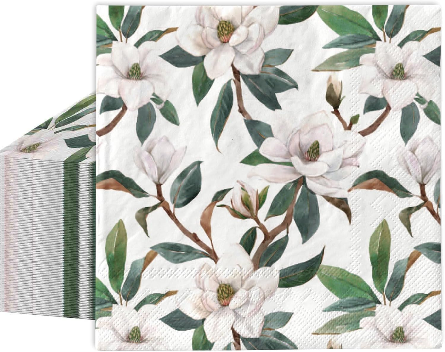 Amazon.com: AnyDesign 80 Pack Magnolia Blossom Paper Napkins Elegant ...