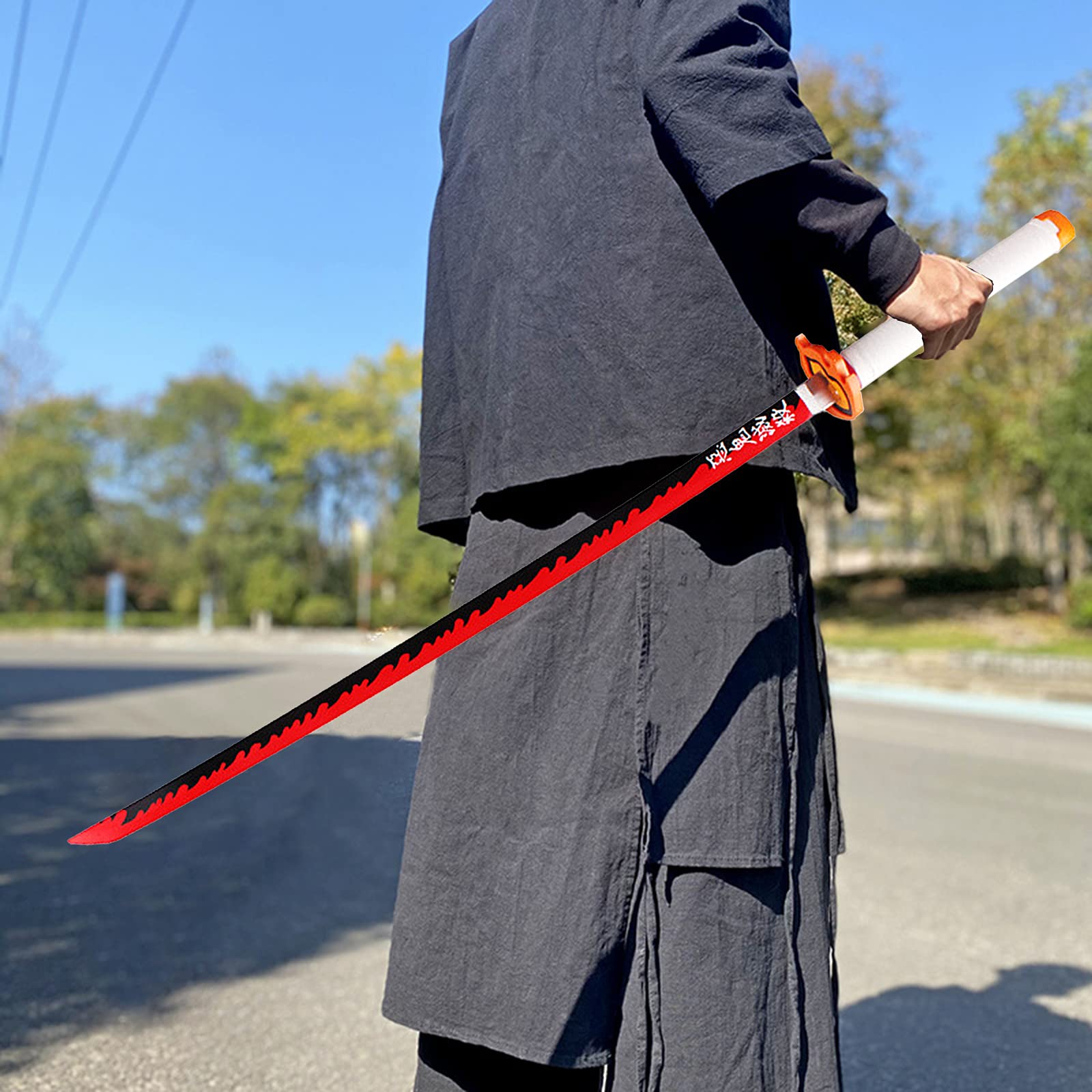 Demon Slayer Blade Cos Wooden Sword Rengoku Kyoujurou Prop Weapon ...