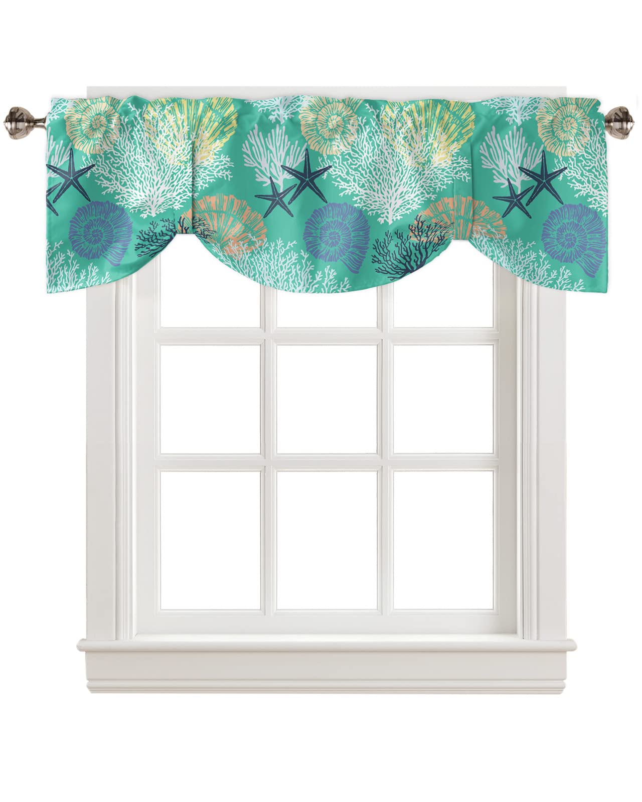 Amazon.com: Tie Up Valance for Windows Starfish Shellfish Ocean Coral ...
