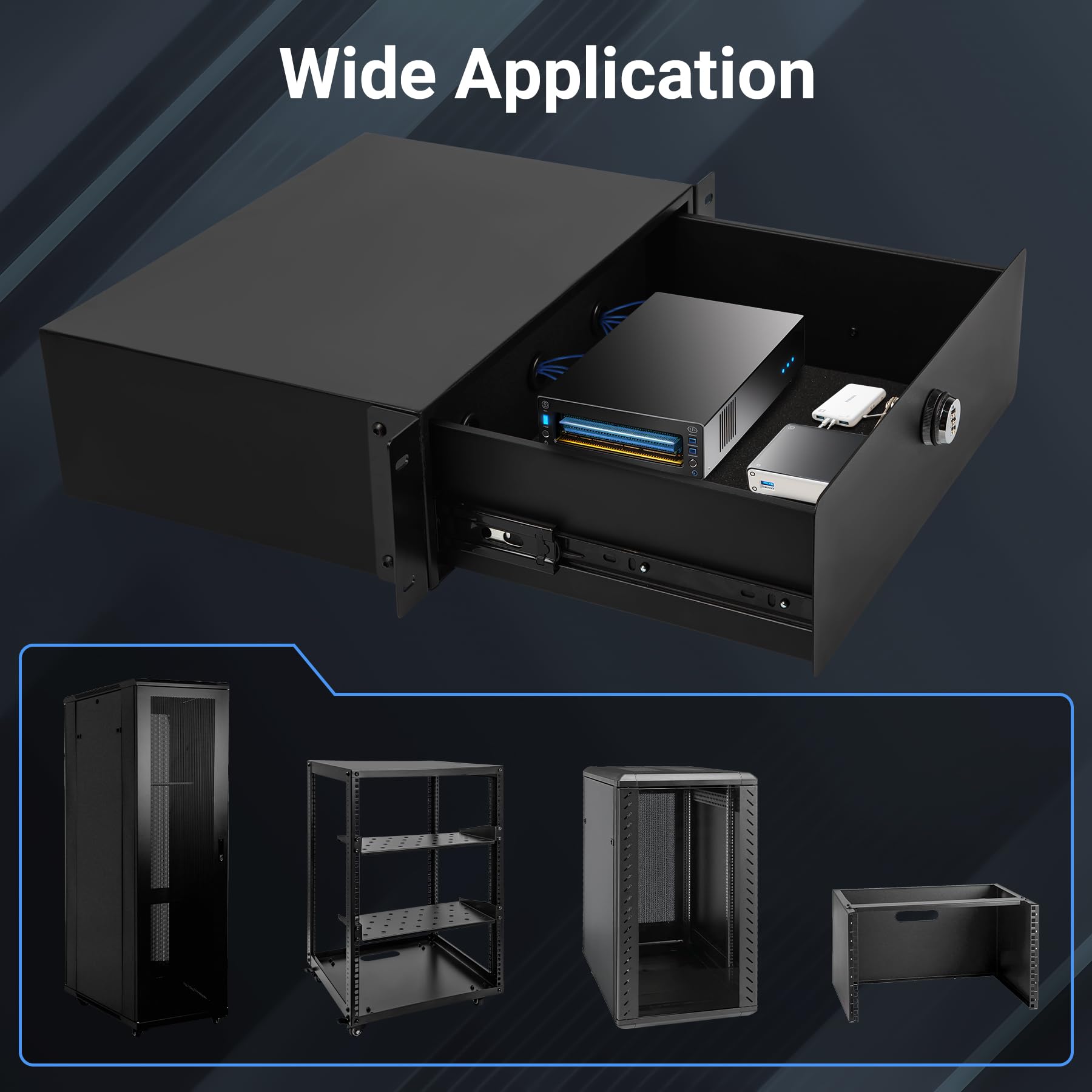 Snapklik.com : 3U Rack Mount Drawer, Server Rack Drawer w/Combination ...