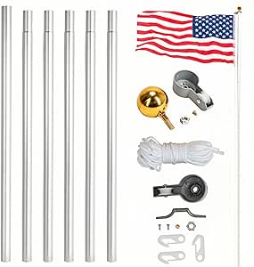 Amazon.com : Strenagile 20ft Aluminum Flagpole Kit - Rust-Proof Metal ...