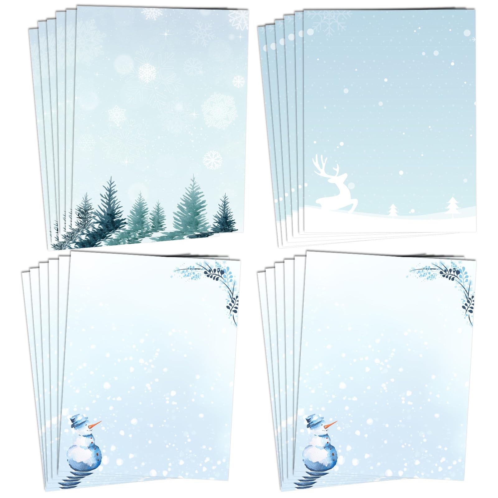 Amazon.com : EggSun 8.5’’x11’’ Winter Stationery Paper,Winter ...