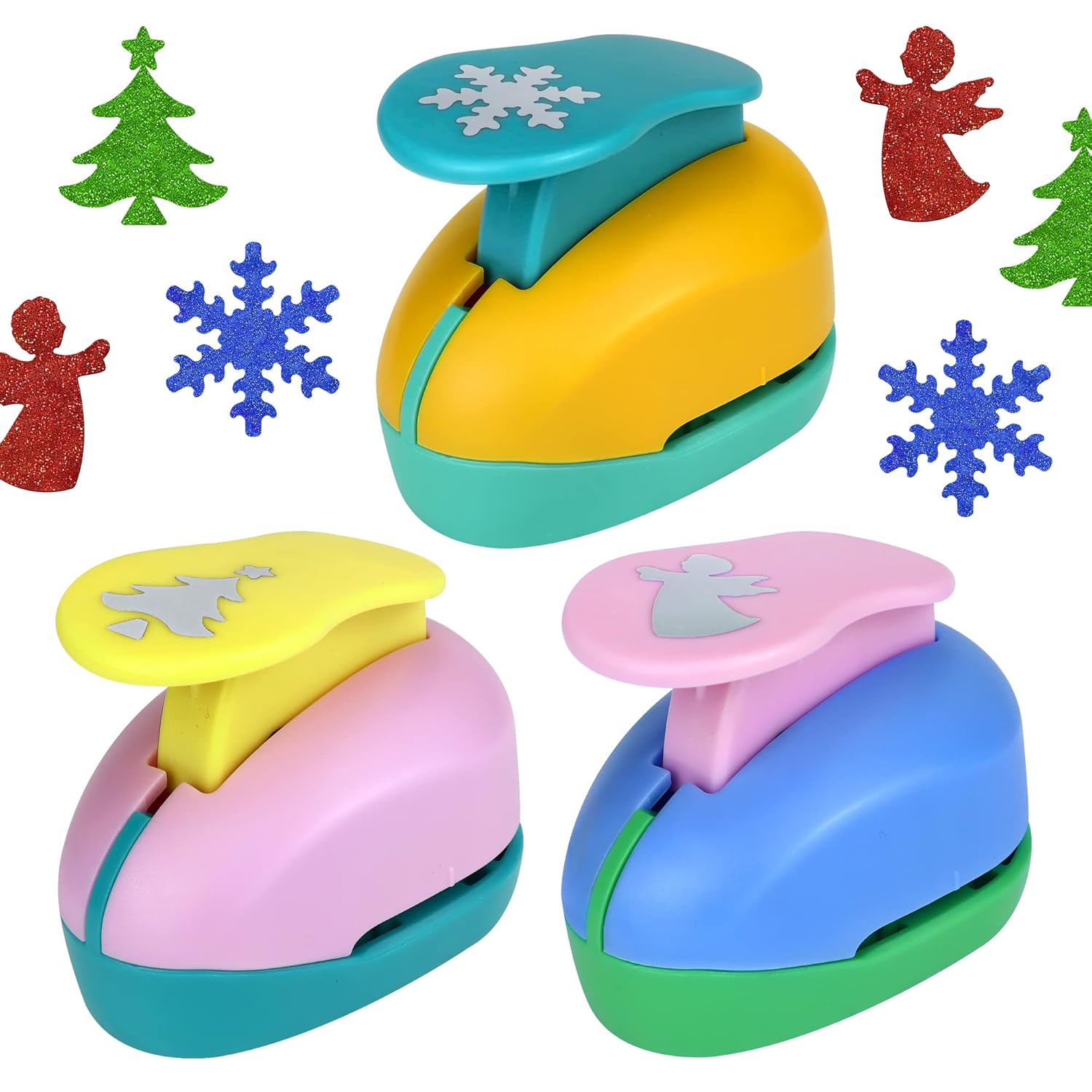 3Pcs Hole Punch Single Hole Puncher with Christmas Tree Angel Snowflake ...