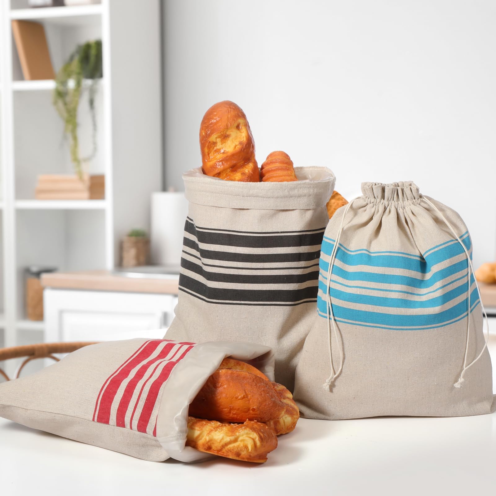 Amazon.com: 2 X Bread Bags for Homemade Bread - Plastic Lined, Reusable ...