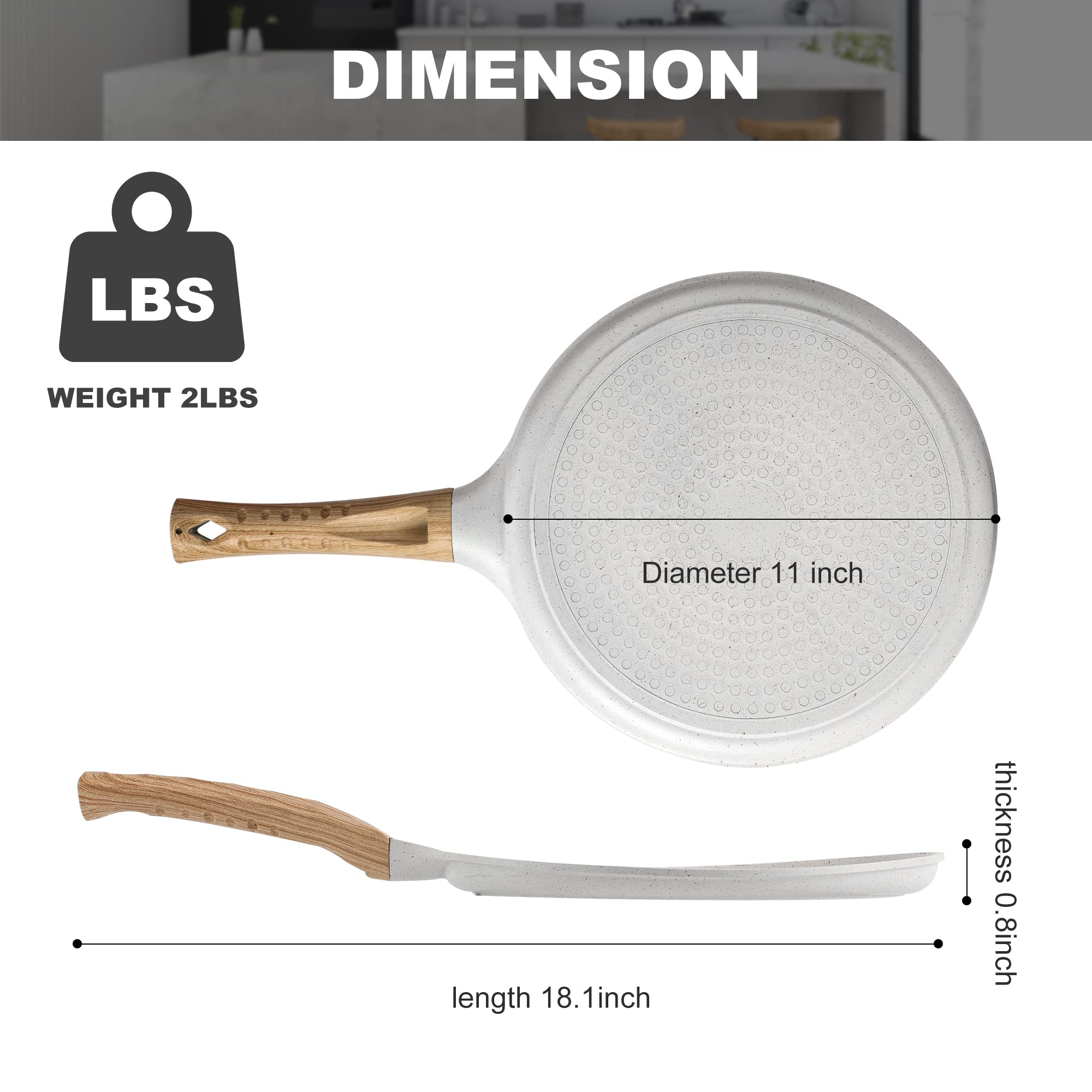 Zalnuuk Crepe Pan, 11 Inch Dosa Pan with Spreader, Nonstick Dosa Tawa ...