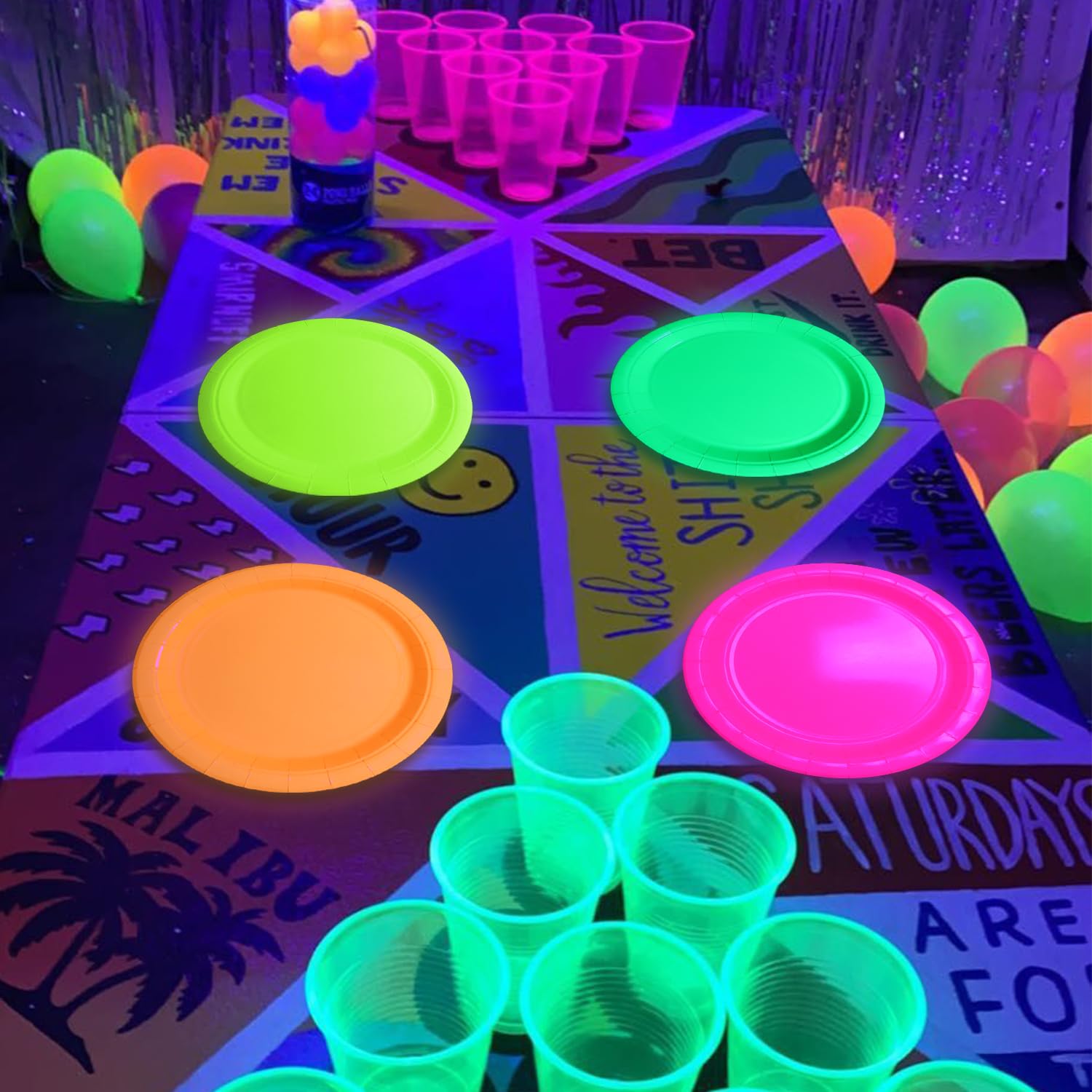 Snapklik.com : XJLANTTE 80 PCS Glow In The Dark Plates Neon Party ...