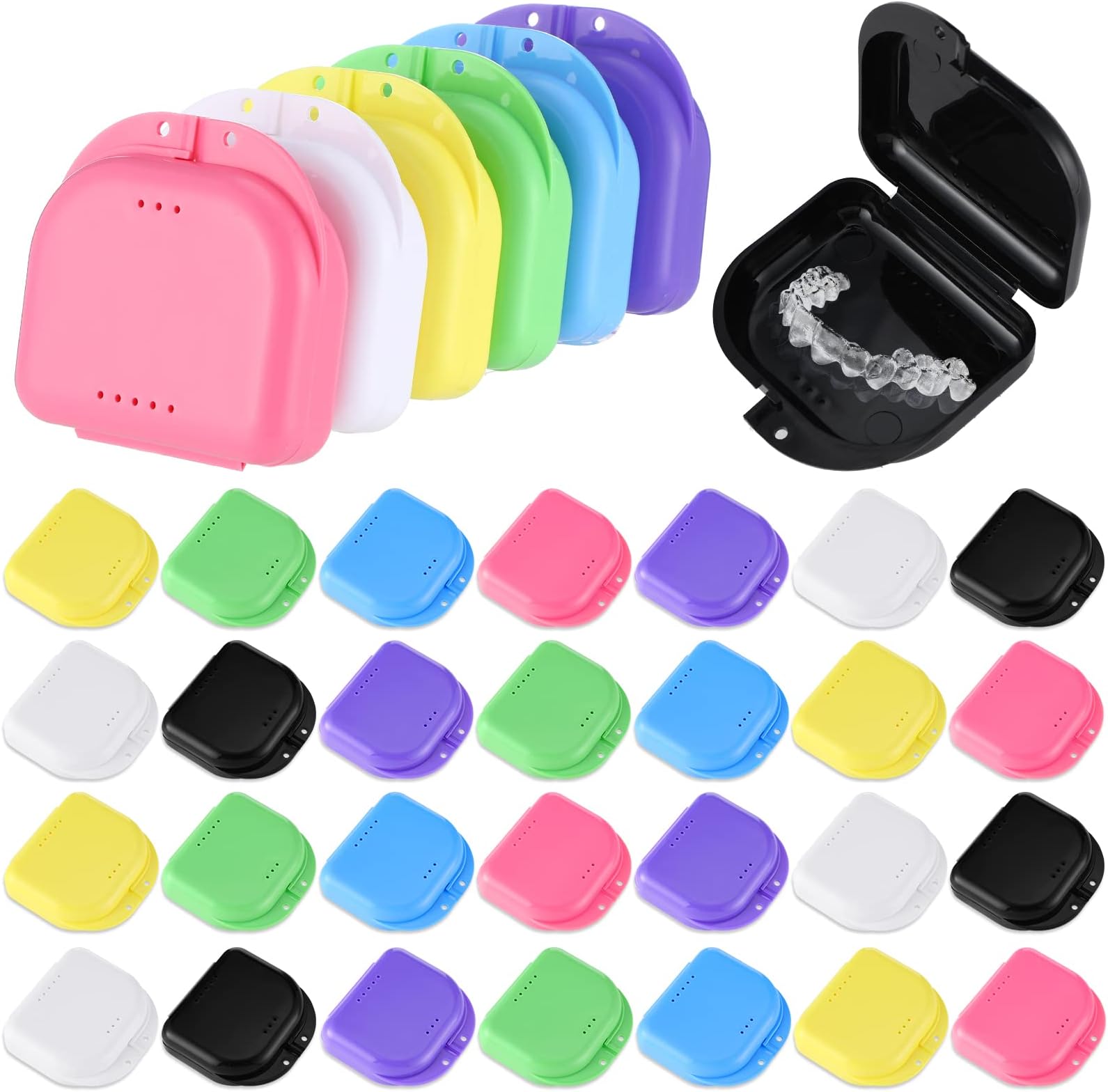 Amazon.com: Sherr 120 Pcs Dental Retainer Case with Holes Denture Case ...
