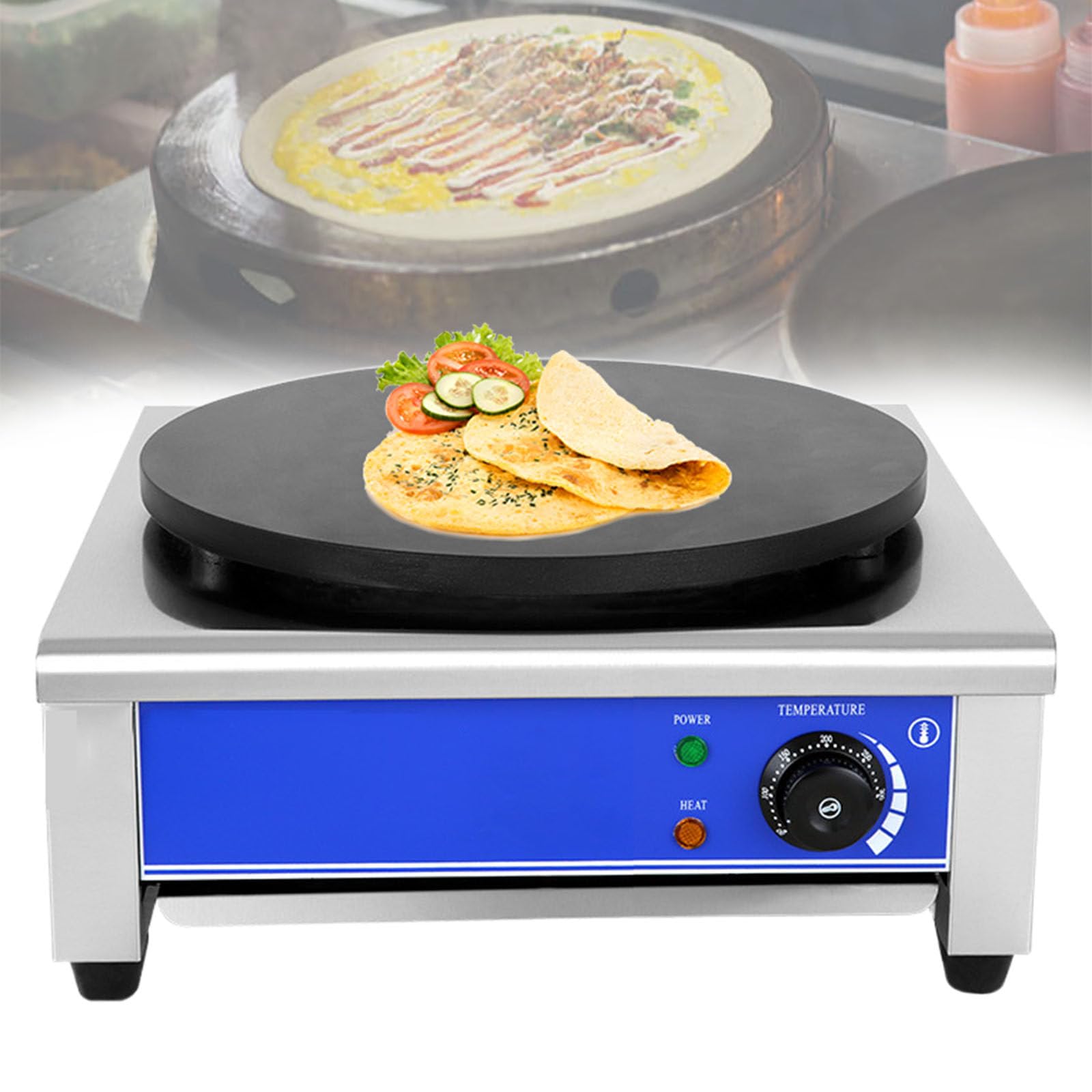 Electric Crepe Maker 16" & Griddle – 1500W, 110V, Non-Stick Surface ...