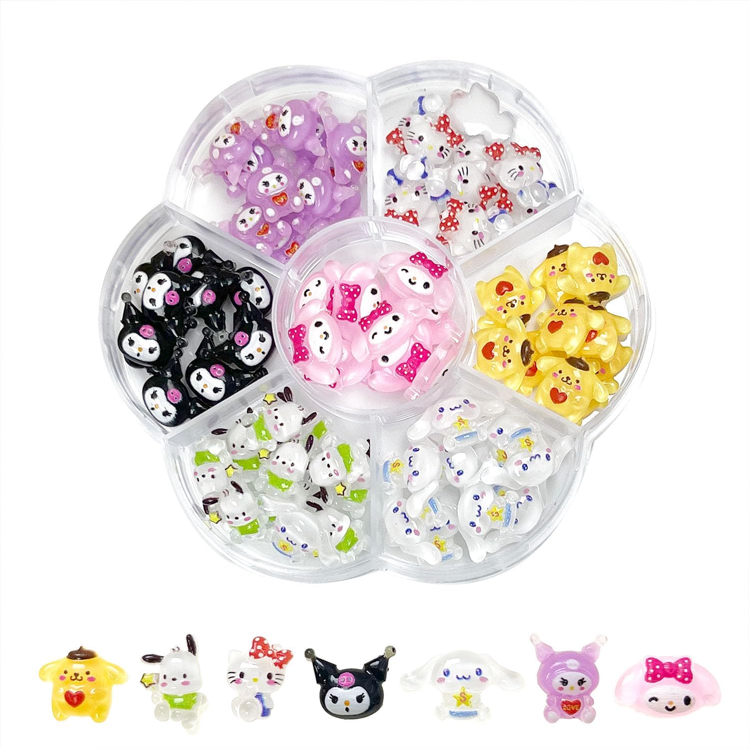 Amazon.com: editTime 100PCS Colorful Sweet Cute Nail Art Charms Acrylic ...