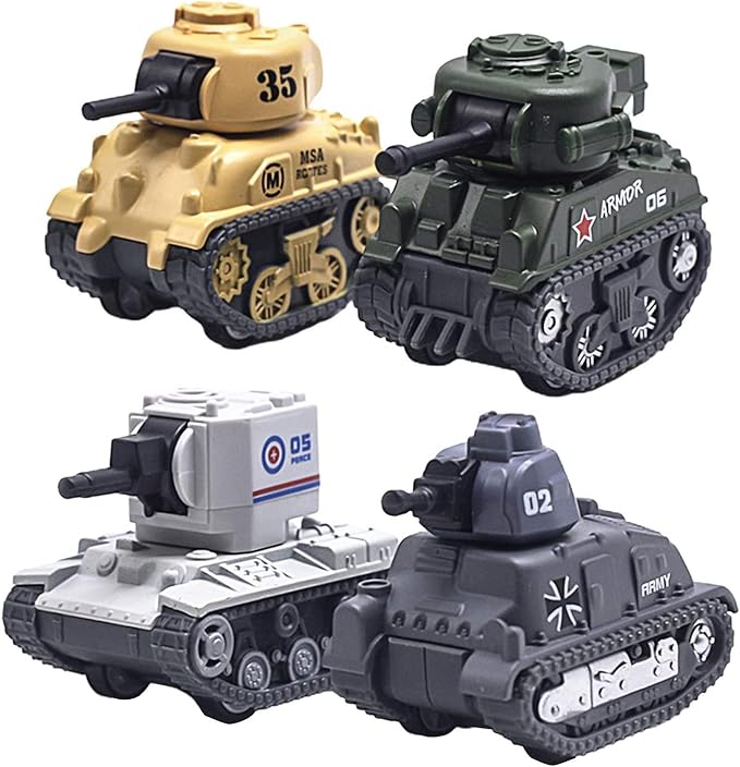 Amazon.com: Ai-Fun 4PCS Pull Back Mini Tank Toy Car - Army Vehicle ...