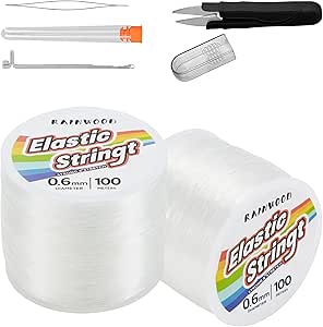 Amazon.com: Elastic Bracelet String Cord Kit: 2 Rolls of 200m (0.6mm ...