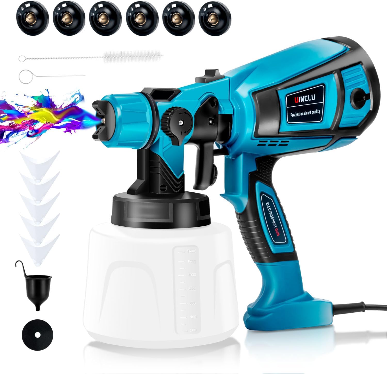 Paint Sprayer Gun for House Painting - 800W HVLP Paint Gun with 5 ...