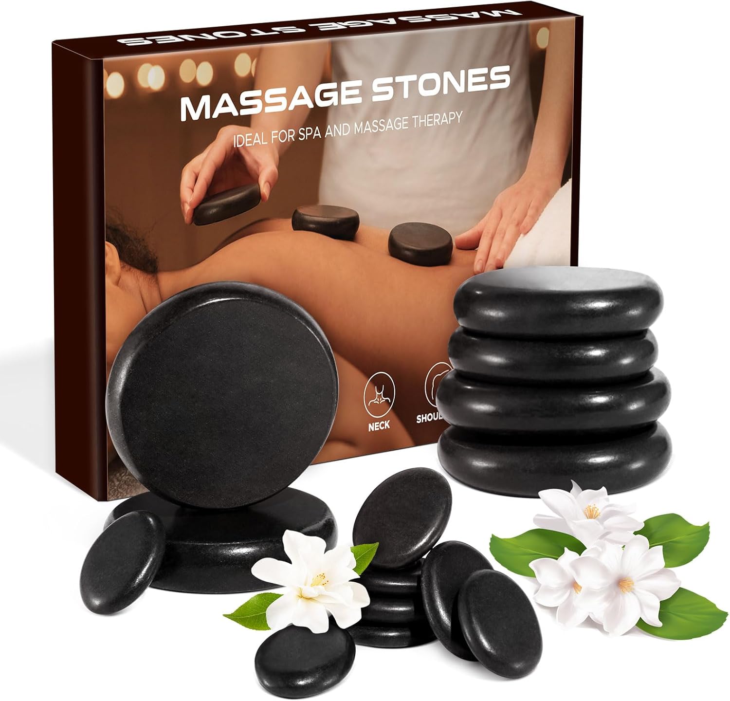 14Pcs Hot Stones Massage Kit, Hot Rocks Basalt Massage Stones for Home ...