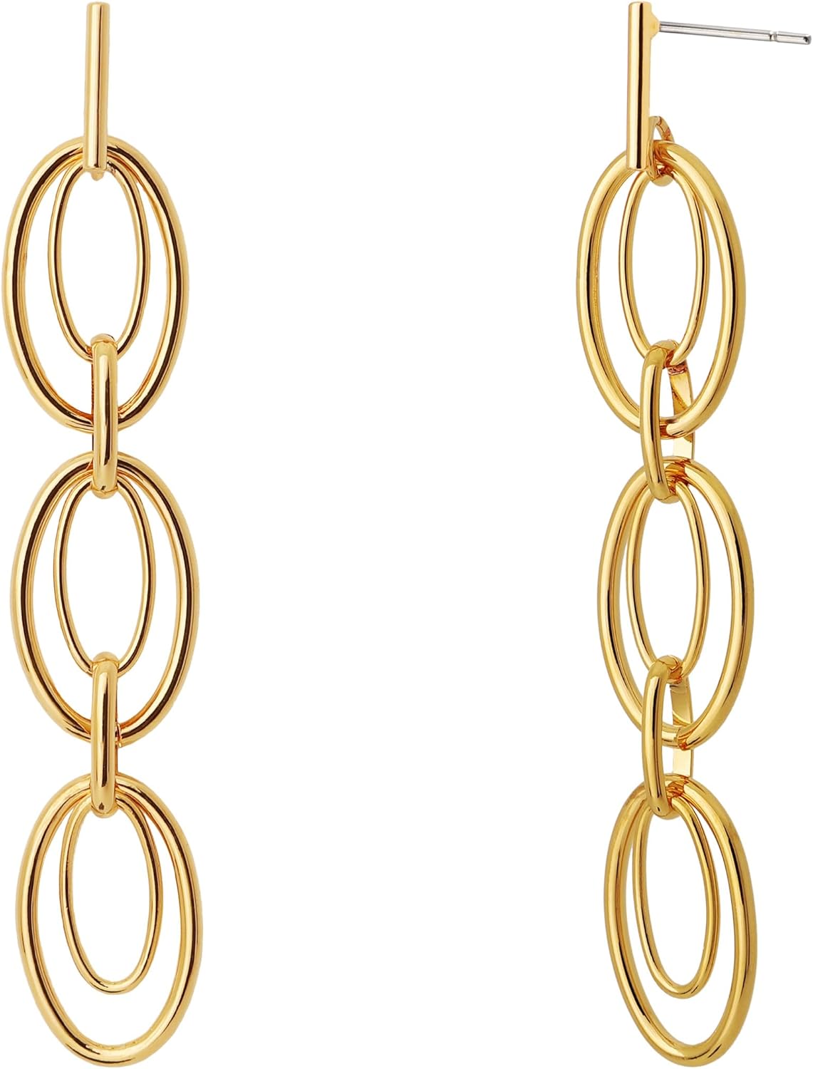 Amazon.com: OZEL - CZ Chain Link Dangle Earrings for Women with Cubic ...