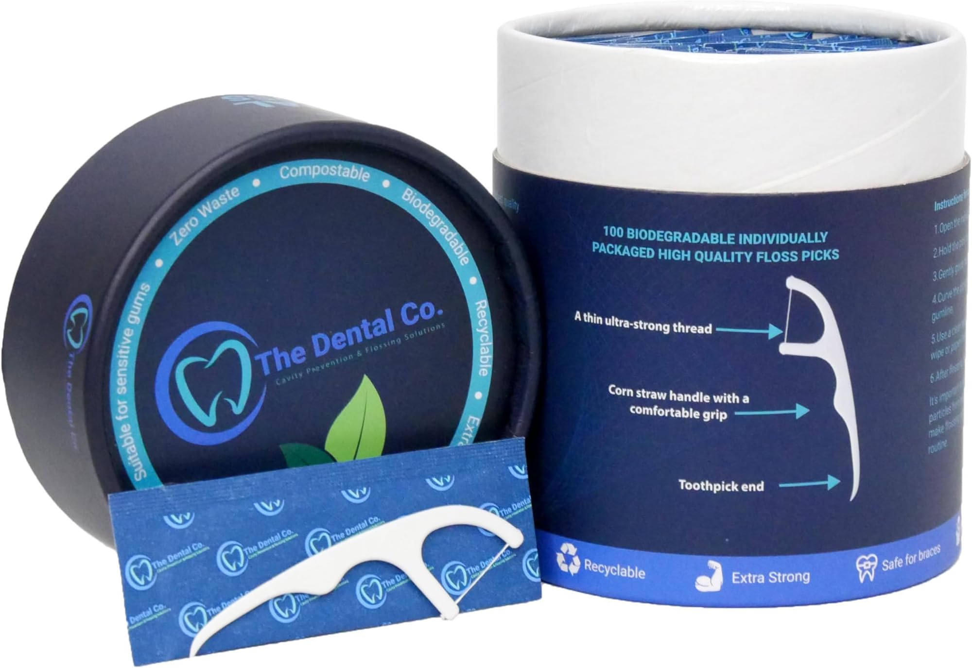 Amazon.com : The Dental Co. Premium Floss Picks (100 Count), Unflavored ...