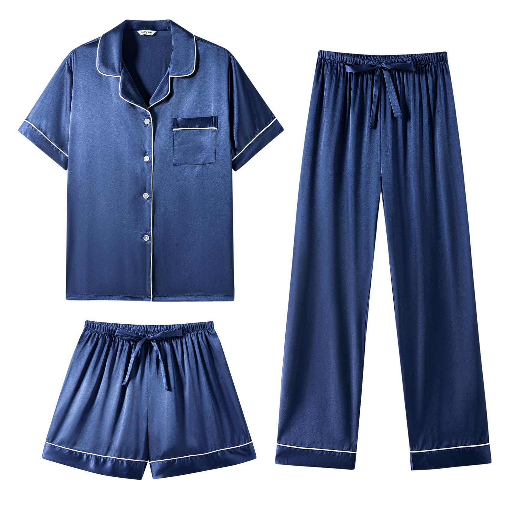 Pigiama Elegante Pigiama In Raso Di Seta SAPJON Donna - 2 Pezzi Con ...