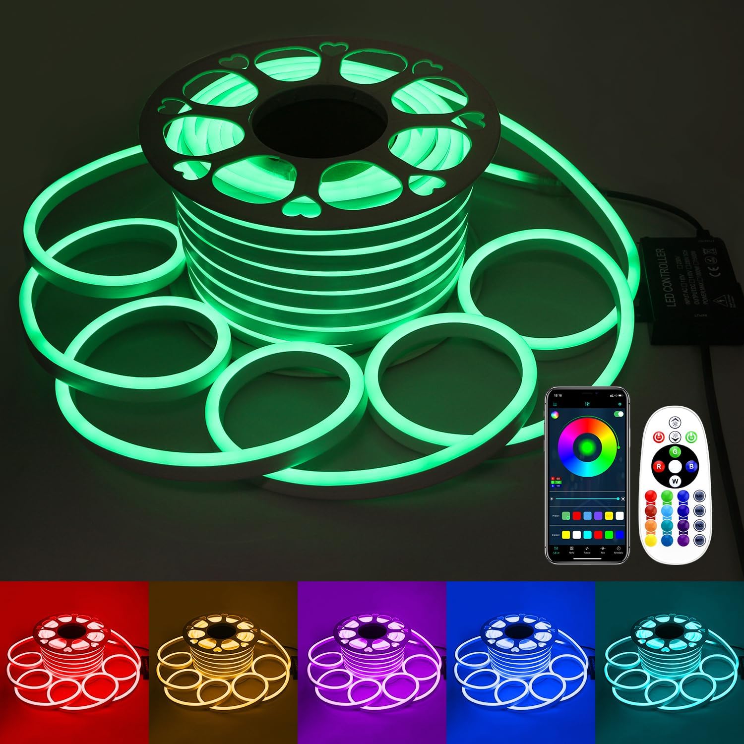 Amazon.com: US Stock 110V 150'ft Flexible LED Neon Rope Light Halloween ...
