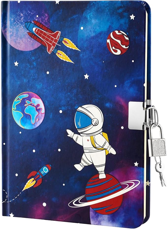 Amazon.com: WERNNSAI Luminous Space Kids Diary for Boys, Secret Diary ...