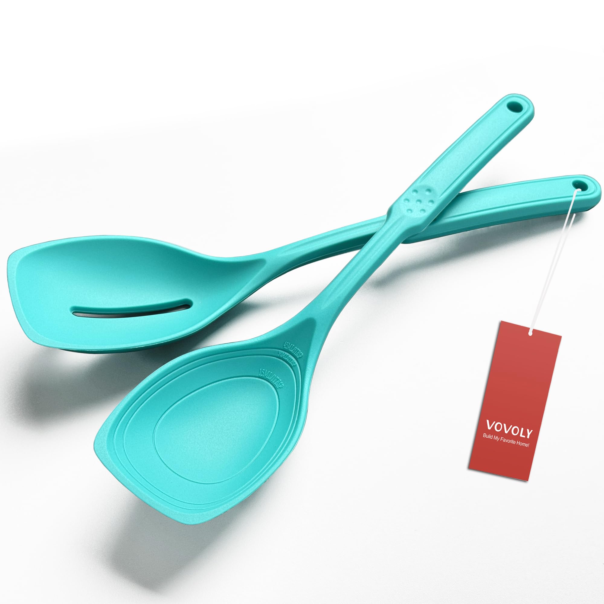 Amazon.com: 2 Pack Large Silicone Cooking Spoons set, Non-Stick Slotted ...
