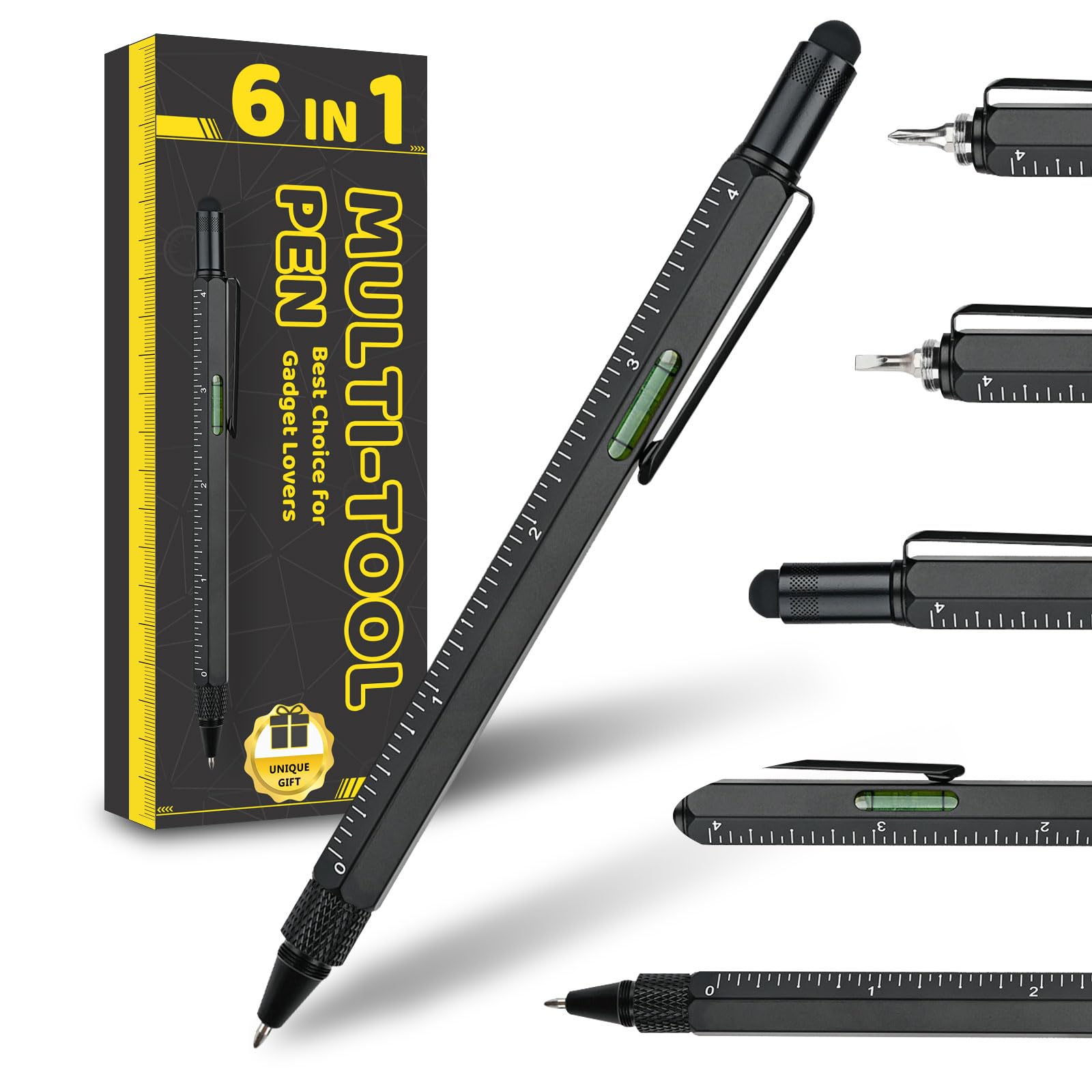 Flat Flashlight 11-in-1 Multitool Pen Set - LED Light, Screwdrivers, Level & More (Great Gifts ...