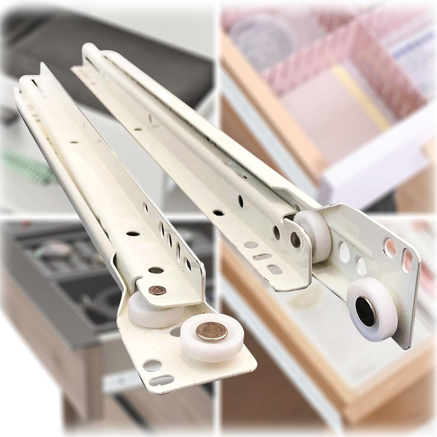 Amazon.co.jp: Sliding Rail White Telescopic Drawer Rails, 1 Pair ...