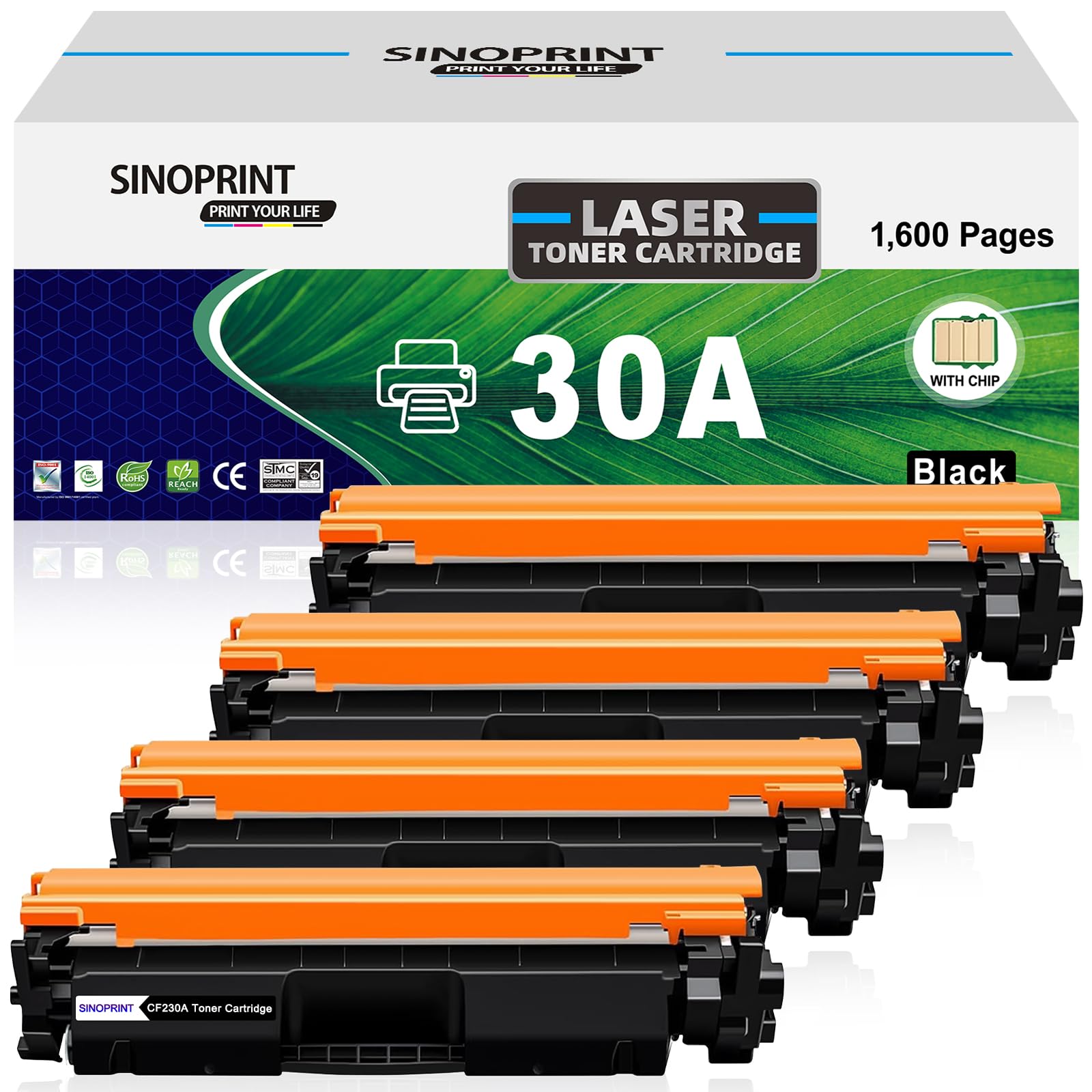 Amazon.com: SINOPRINT CF230A 30A Black MFP M227fdw Toner Cartridge 4 ...