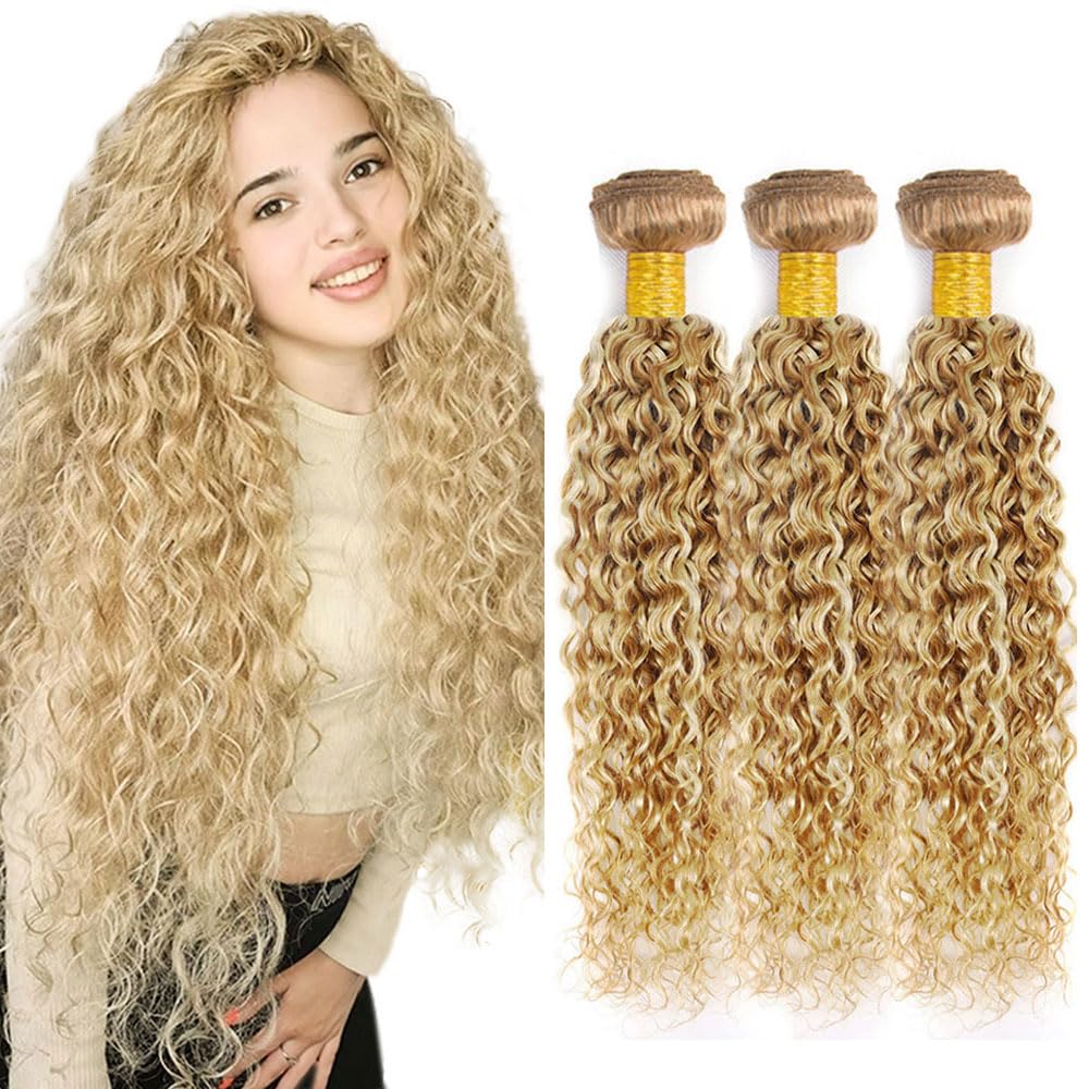 Amazon.com : P27/613 Bundles 613 Curly Human Hair Bundles Two Tone #27 ...