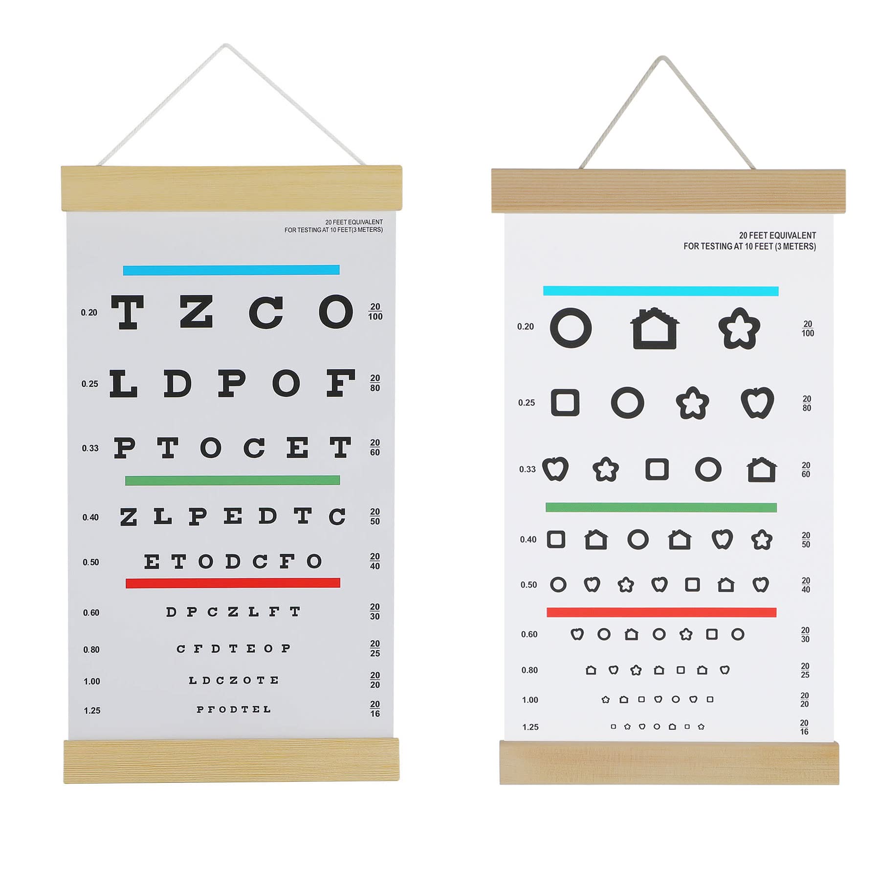 Amazon.com: NOYOC Snellen Eye Chart 10 Feet and Pediatric Eye Chart 10 ...