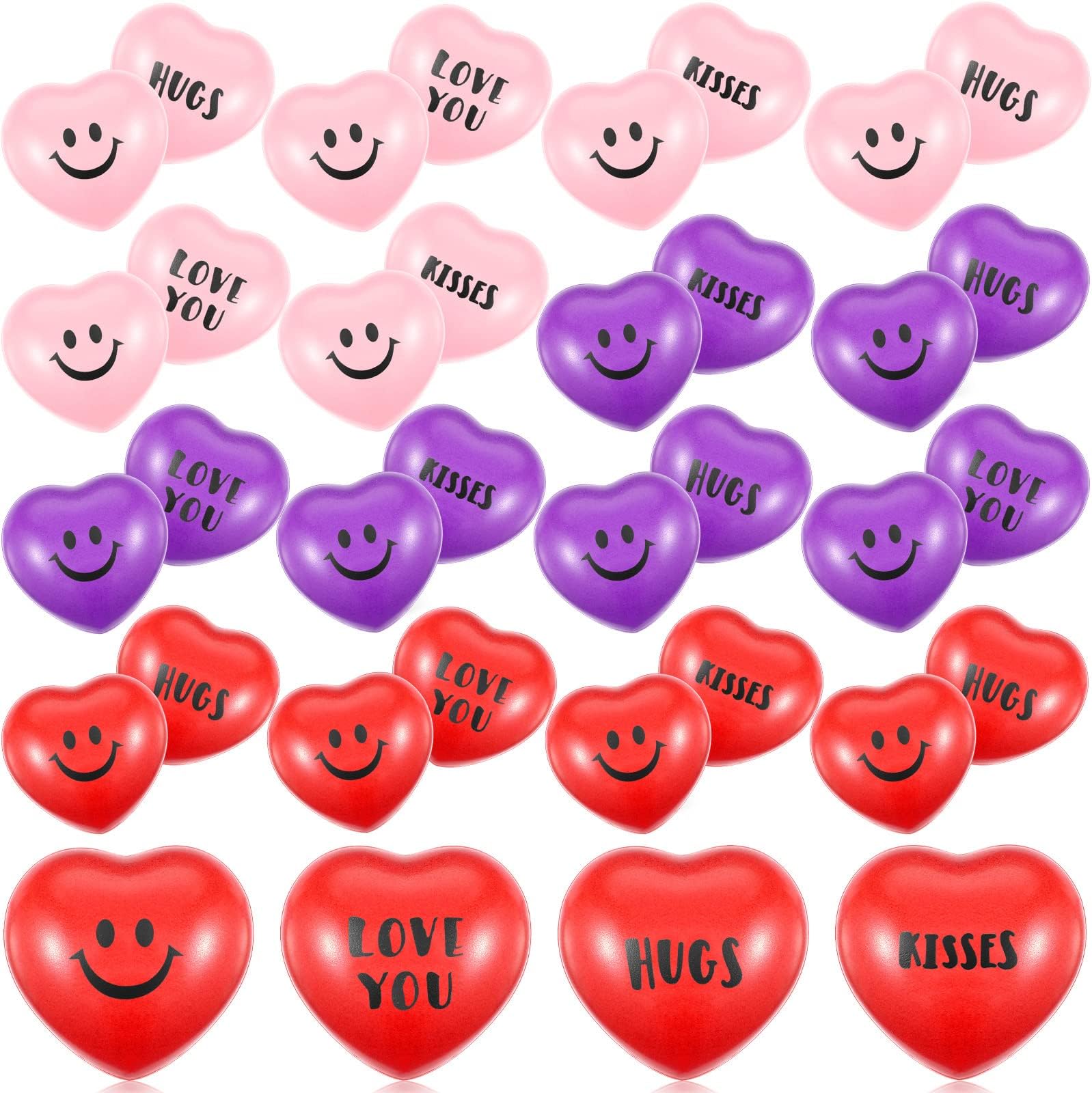 Amazon.com: 30 Pieces Heart Stress Balls, Smile Funny Face Stress Balls ...