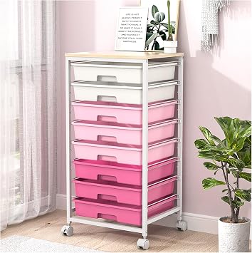Amazon.com: Rolling Cart with Drawers,Storage Cart with 8 Drawers and ...