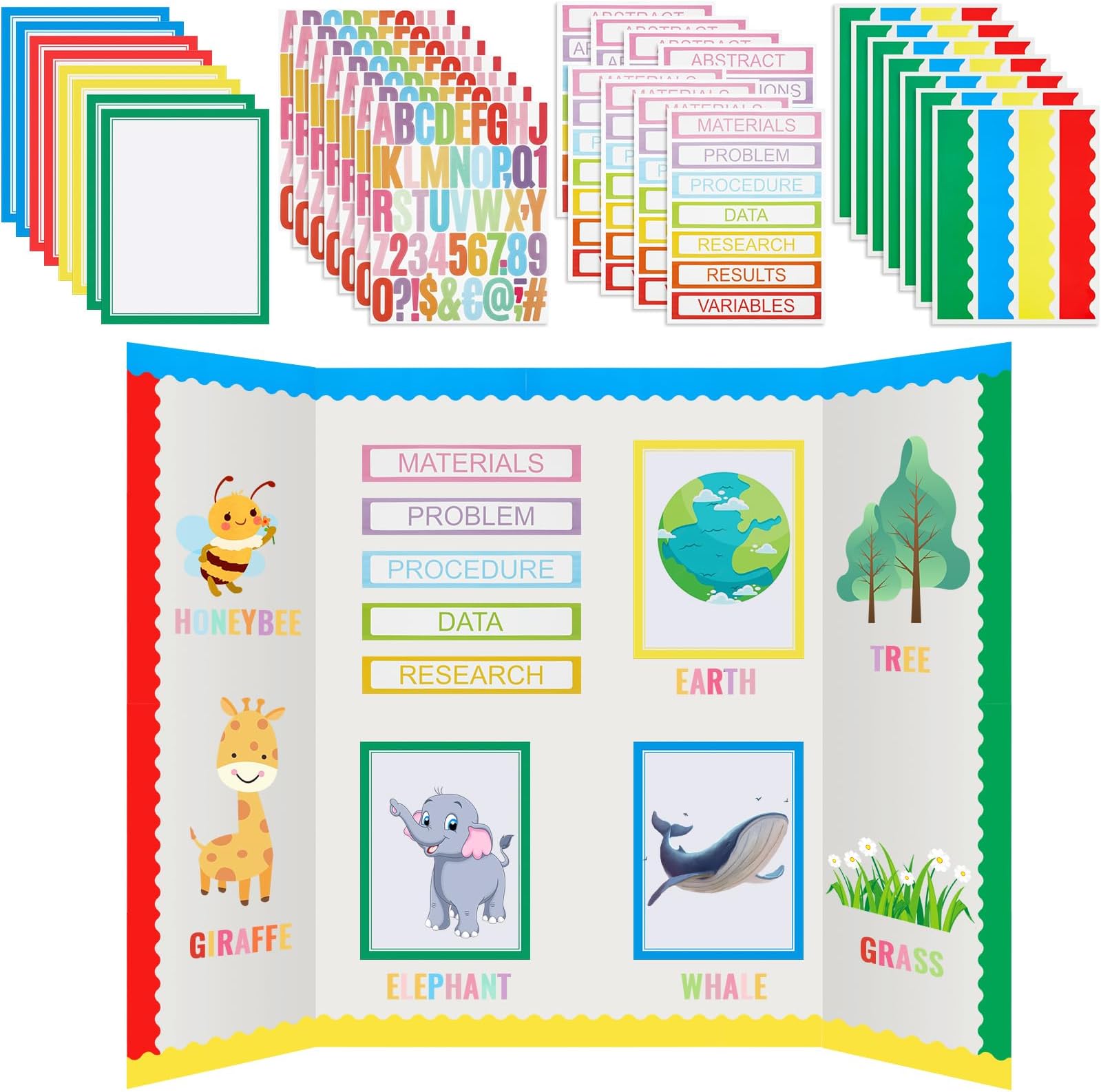 Amazon.com: Sinload 92 Pcs Science Fair Board Supplies 60 Trim ...