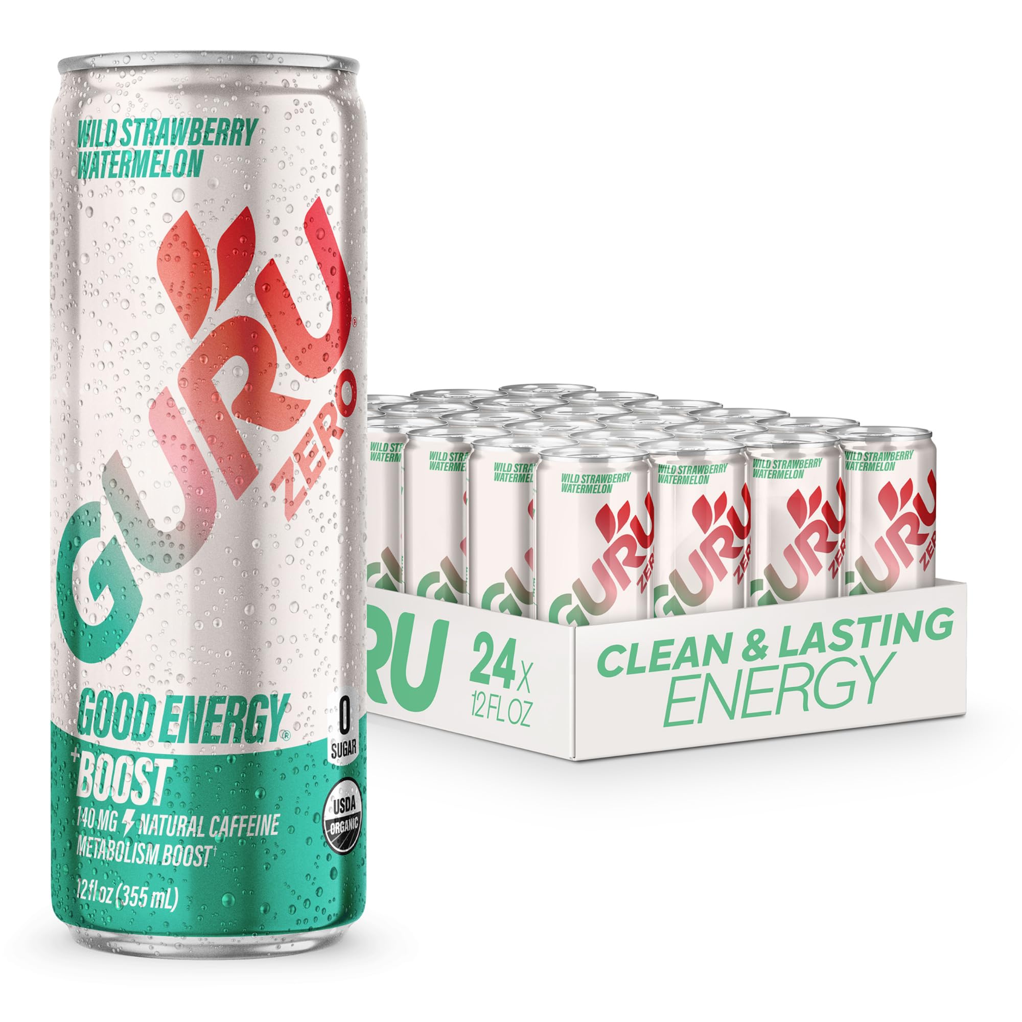 Buy GURUZERO SUGAR Wild Strawberry Watermelon Energy Drinks, Clean ...