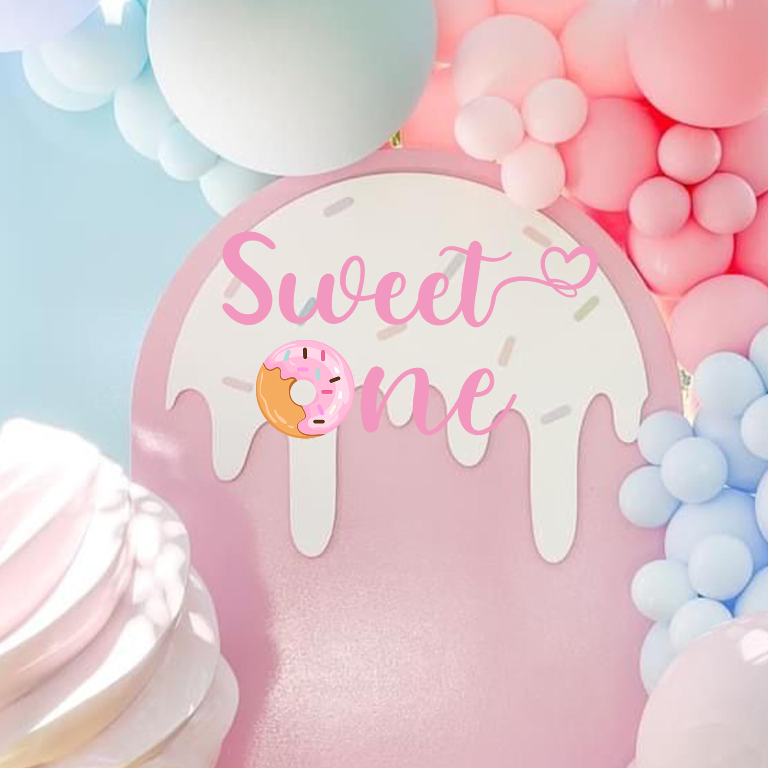 Amazon.com: CIEQR Donut Sweet One Birthday Party Decorations Decal ...