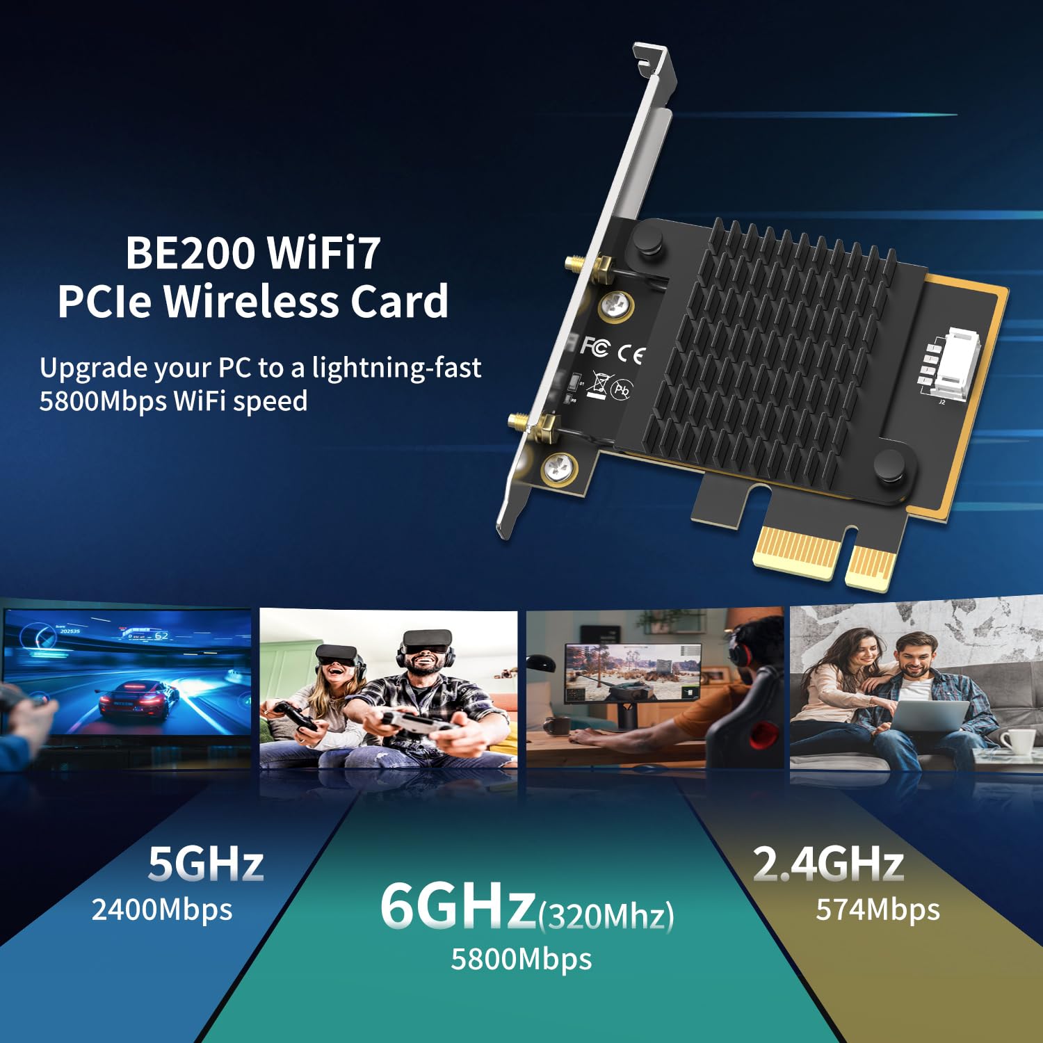 Snapklik.com : WiFi 7 PCIe Wireless Card Intel BE200 NGW, Bluetooth 5.4 ...