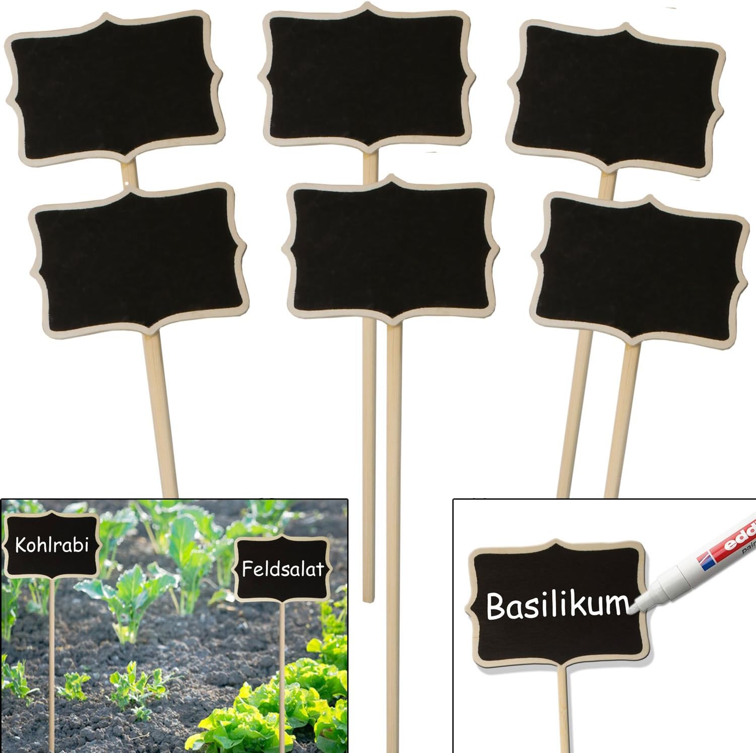 HomeTools Classic Wooden Plant Signs for Beds Balconies Herbs Garden ...