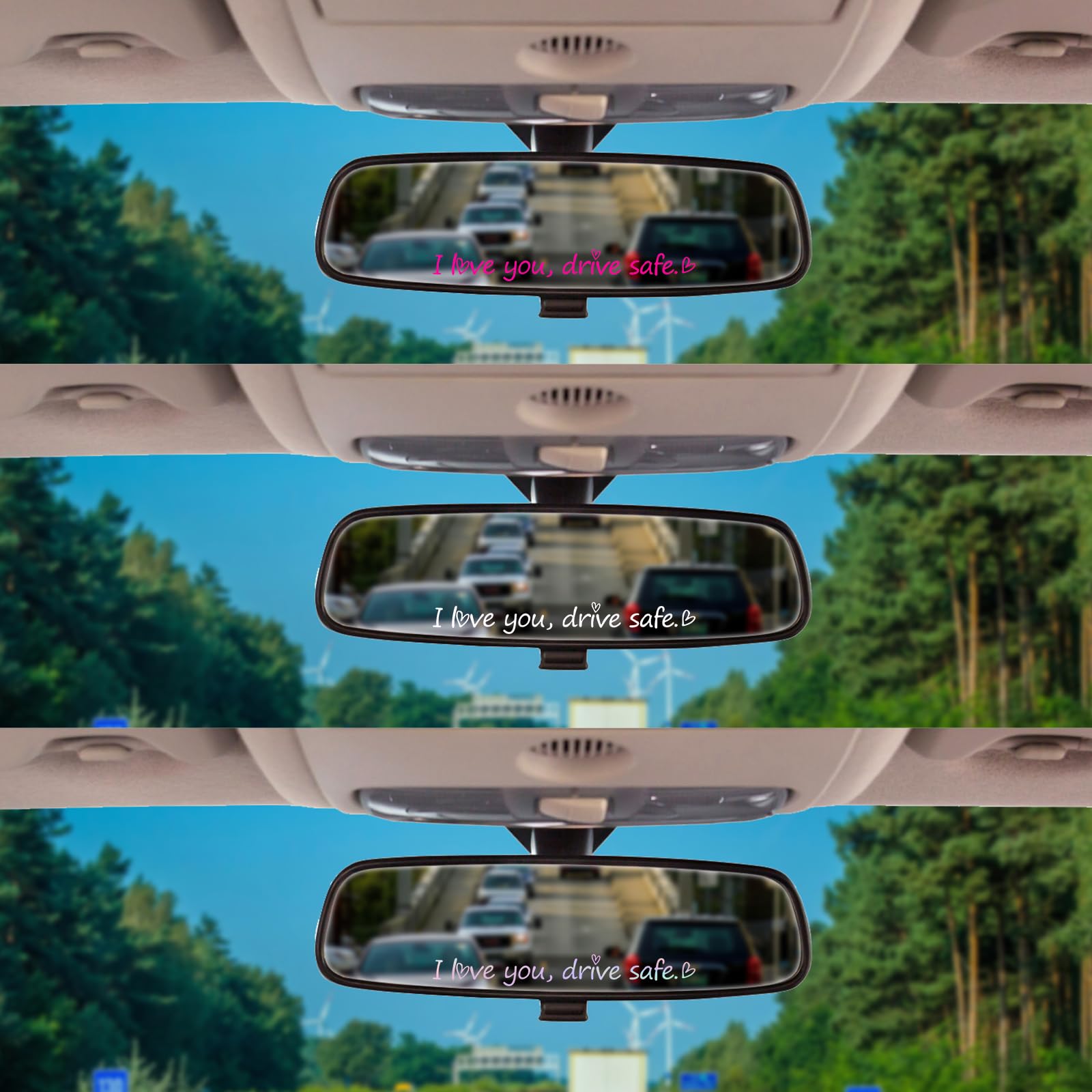 Amazon.com: 4pcs Rearview Mirror Decal Drive Safe, 5.9x0.71in I Love ...